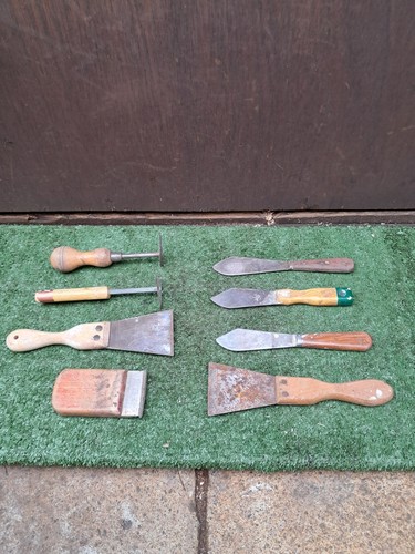 X8 VINTAGE DECORATORS TOOLS PAINT STRIPPING SCRAPERS & PUTTY KNIFES ...