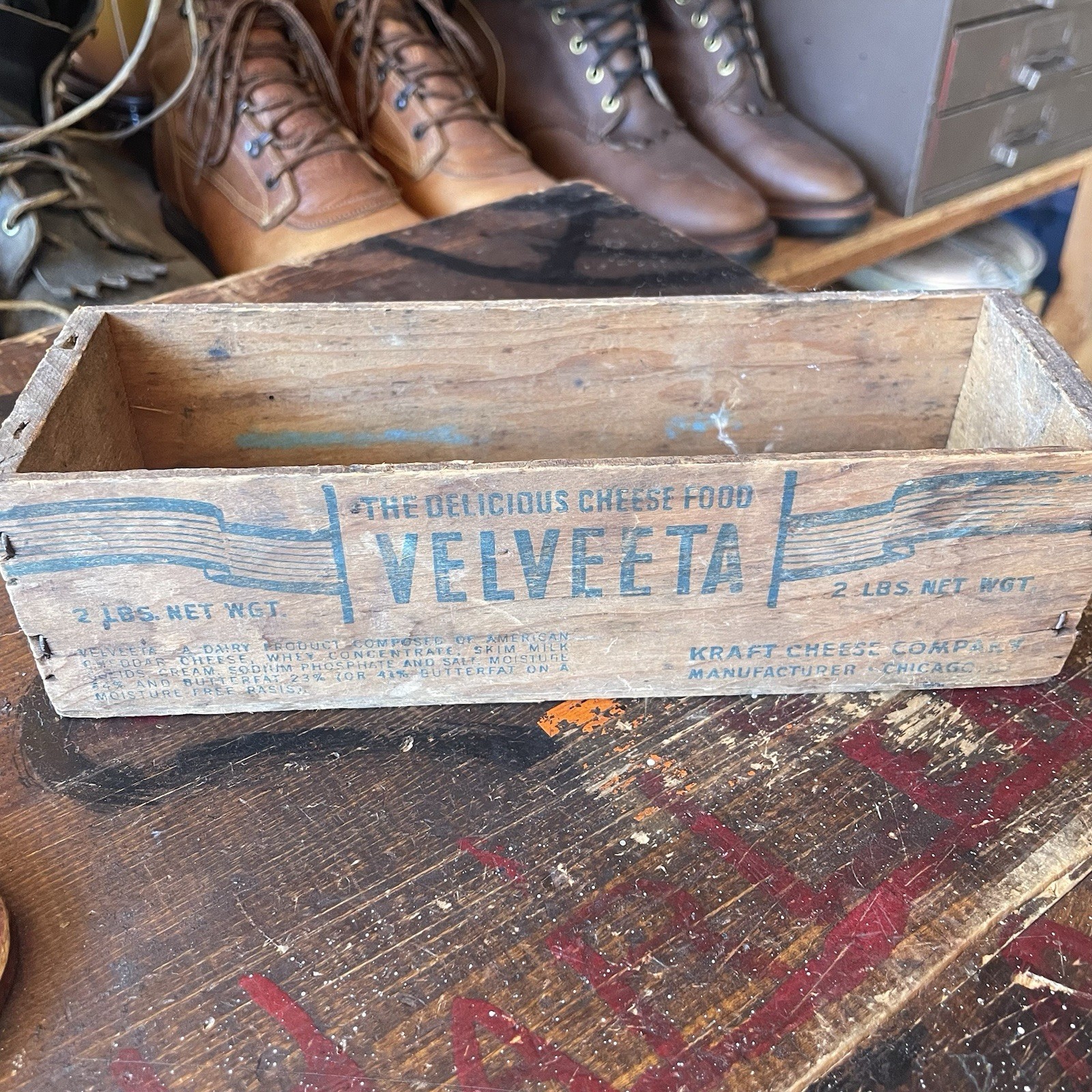 Vintage Wood KRAFT Velveeta Cheese box Crate 2 lb Size Display | eBay