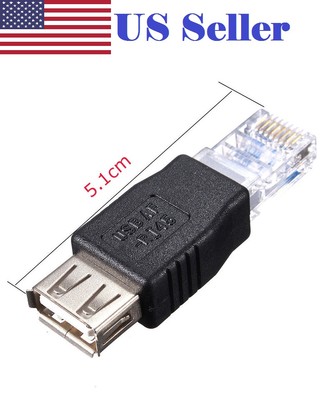 New RJ45 Male to USB AF A Female Adapter Socket LAN Network Ethernet ...