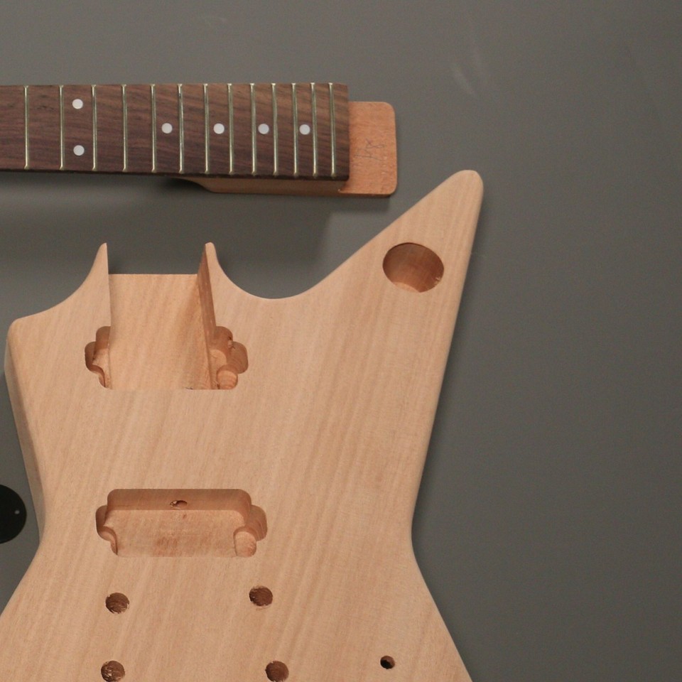 Full Set Kits Unfinished Explorer Electric Guitar DIY Mahogany Body 6 ...