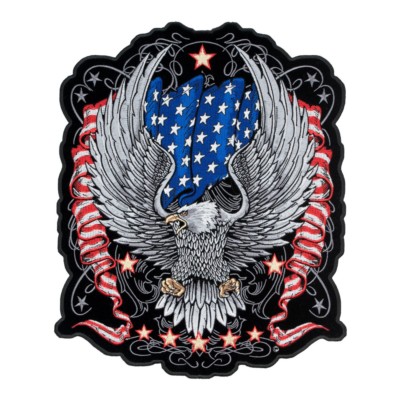 Silver Eagle & American Flag Ribbons Patch, Patriotic Back Patches | eBay