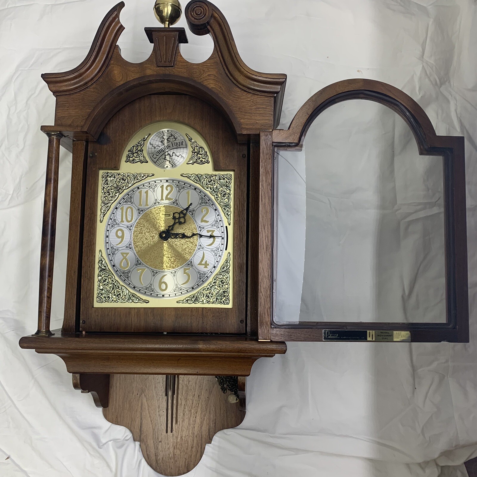 VTG Ridgeway Tempus Fugit Hand Made Maple Wood 35" Wall Clock w/ 3 ...