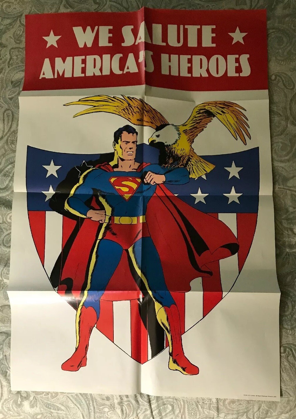 2001 DC Comics Superman We Salute America's Heroes Patriotic Poster 34 ...