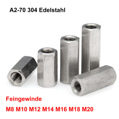 M8 bis M20 Feingewinde Sechskant Langmutter Gewindemuffen ...