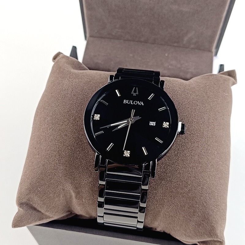 NEW Bulova Futuro Modern 98D144 42mm Black Stainless Steel Men's ...