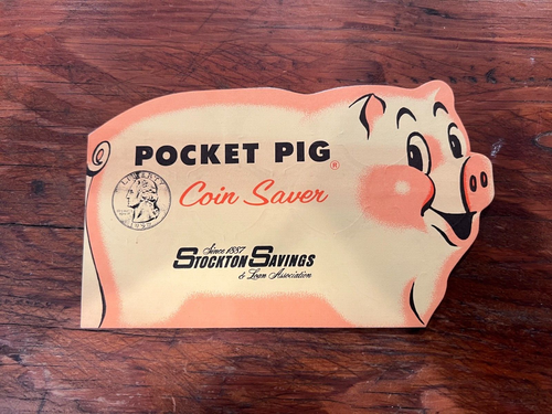 Vintage Empty Pig Coin Saver - Quarters - Stockton Savings | eBay