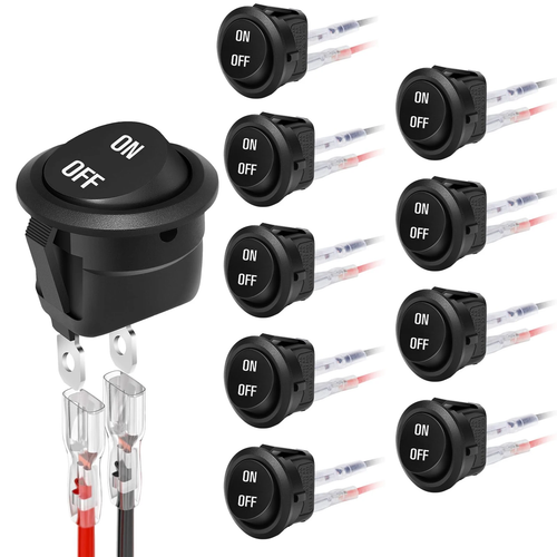 2/5/10Pcs 12V round Rocker Switch On/Off SPST 2Pin Toggle Switch with ...