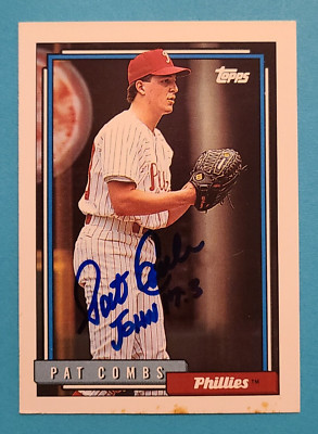 PAT COMBS Hand Signed 1992 Topps #456 Philadelphia Phillies Autograph ...