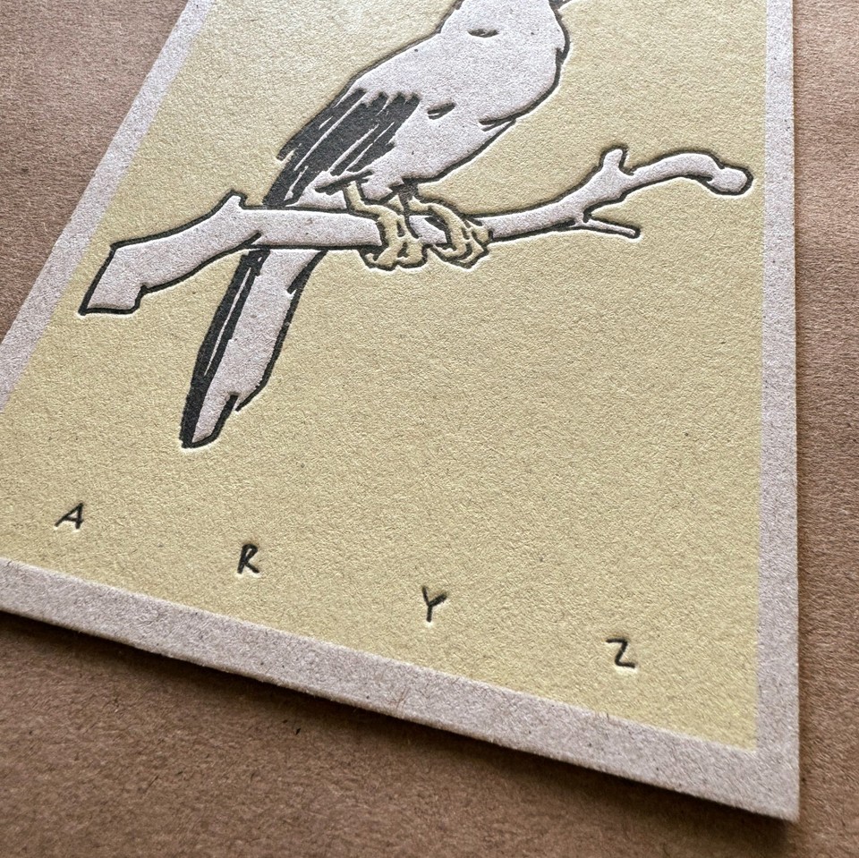 Aryz Pugna Letterpress Mini Bird Art Print Limited Edition Rare | eBay