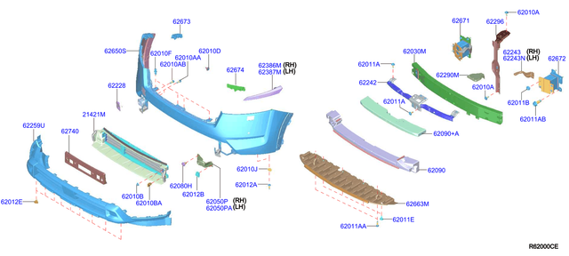 Genuine Nissan Bracket Front Bumper Side Left-hand 62227-6TA0A for sale ...