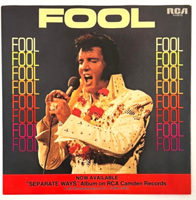 ELVIS PRESLEY ~ FOOL ~ 1973 (PICTURE SLEEVE ONLY) #74-0910 | eBay