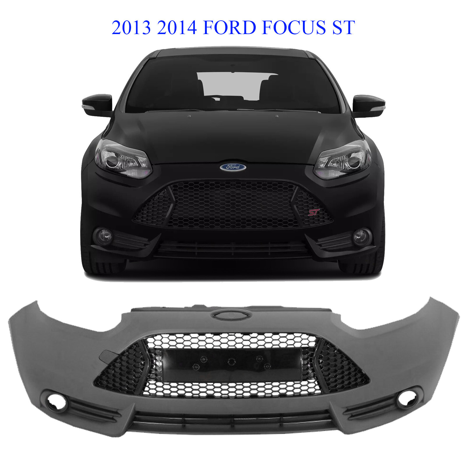 Fits 2013 2014 Ford Focus St Front Bumper Cover with Grills Assembly ...