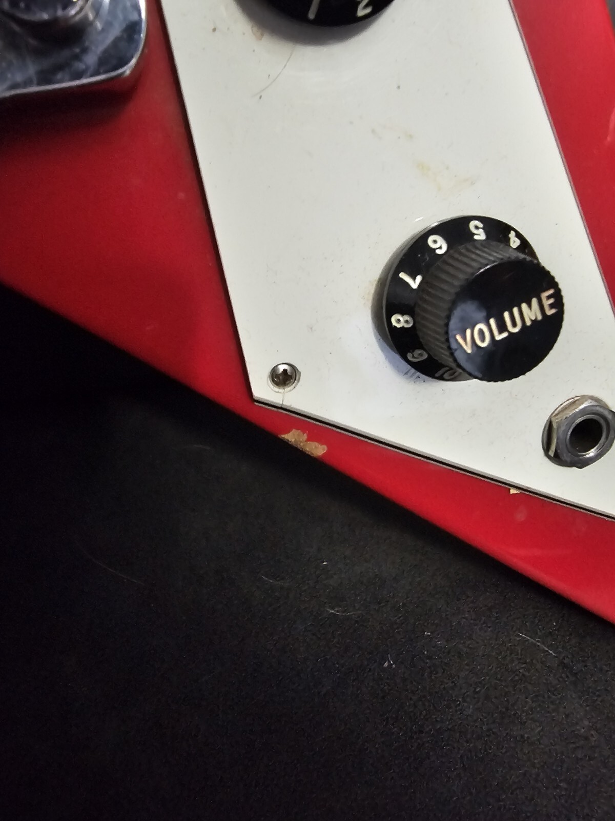 80’s Bradley Japan Flying V Mini Guitar RED w/original JAPAN Stamped ...