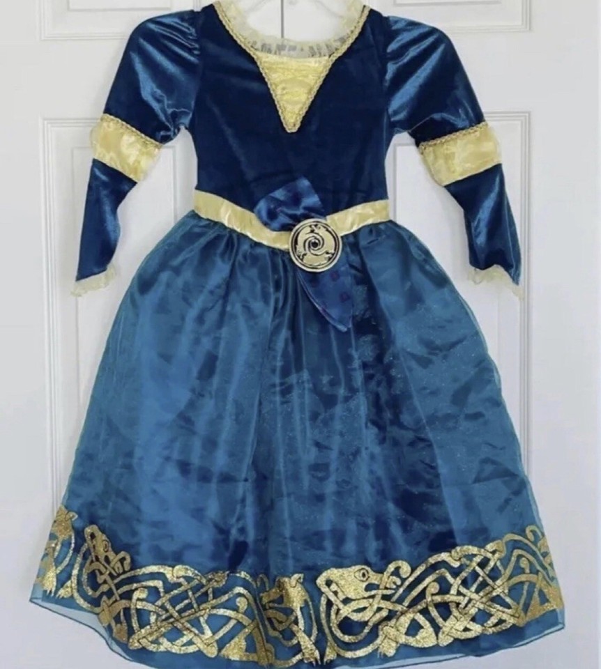 DISNEY STORE Girls BRAVE-PRINCESS Merida COSTUME Dress Gown sz 9/10 EC ...