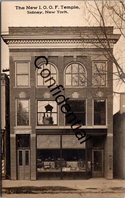 Real Photo Stores Storefronts IOOF Odd Fellows Fraternal Sidney NY RP ...