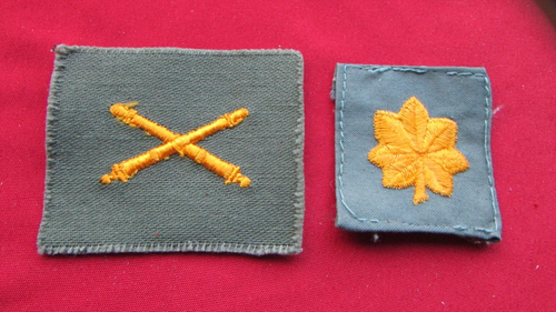 US Army Major ARTILLERY Collar Cloth Insignia Badges Sewn on Patches-4A ...