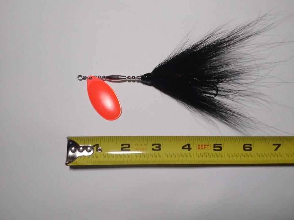 MUSKY PIKE BASS BUCKTAIL SPINNER BAIT #6 FRENCH BLADE BLACK TAIL | eBay