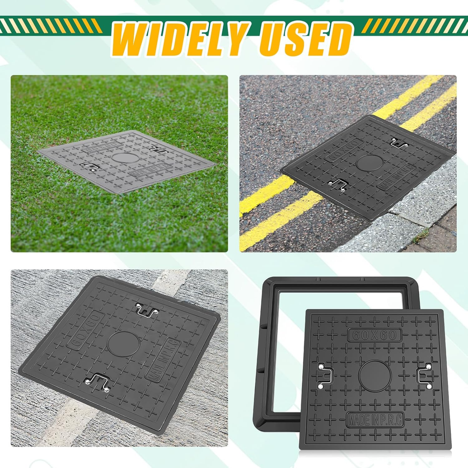 Frp Solid Square Septic Tank Lid and Base with Handles Manhole Cover ...