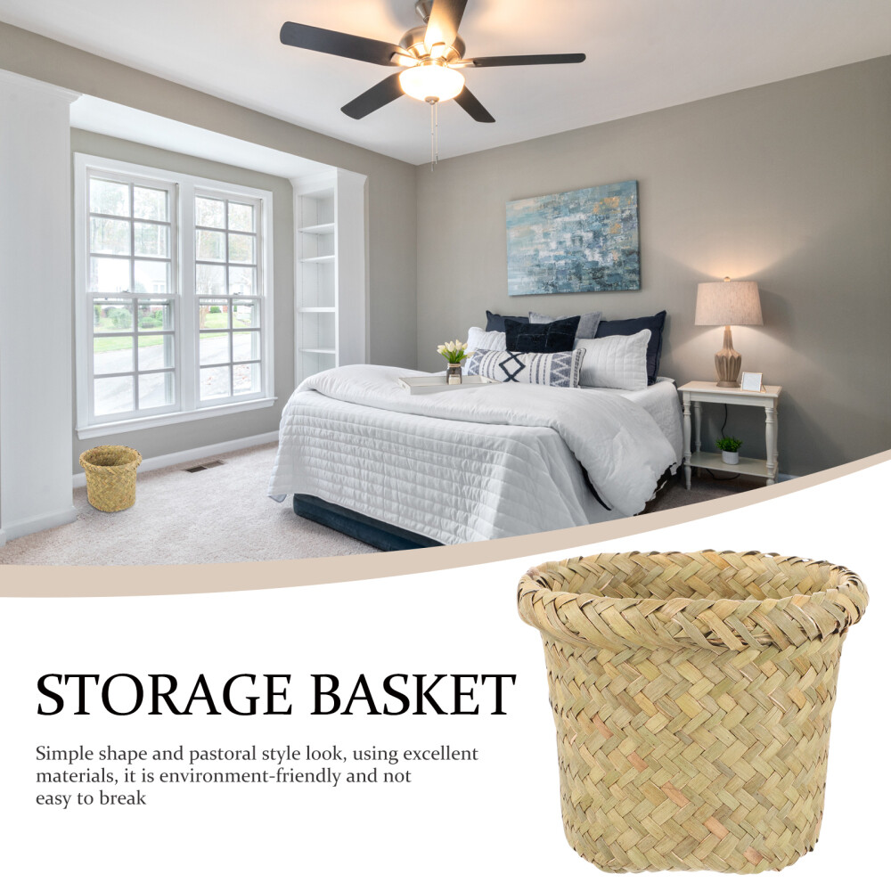 Small Black Trash Can Weaving Storage Basket for Car Baskets Office ...