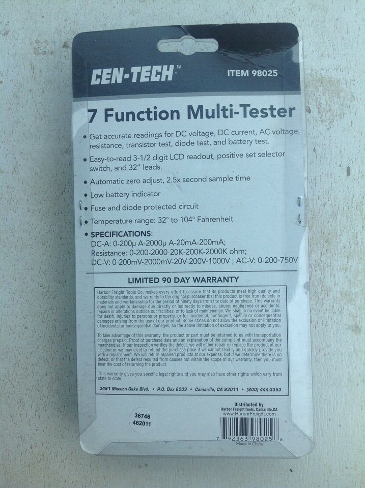 Cen-tech 7-function Multi-tester Digital Multimeter 98025 | eBay