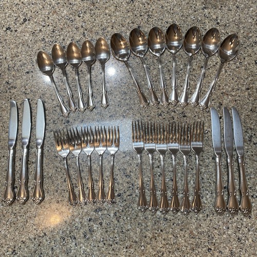Lot Of 29 Vintage ONEIDA USA Arbor Rose True Rose Stainless Flatware ...