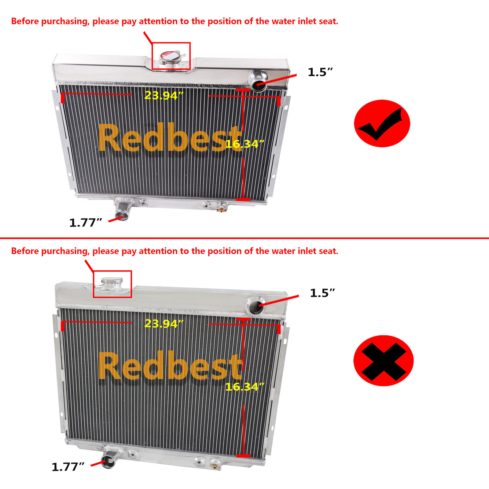 3 Row Radiator For Ford Mustang 1967 68 69 70 Big Block AT 390/428/429 ...