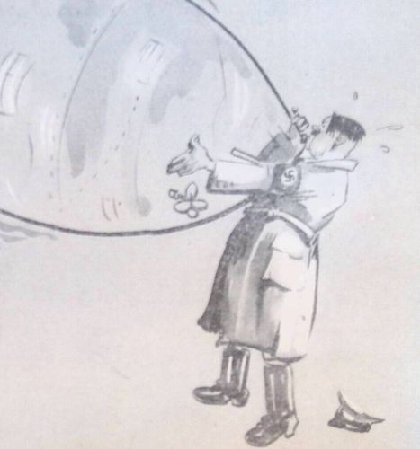 Hitler Inflating A German U-Boat Original Political Cartoon WWII 2/24 ...