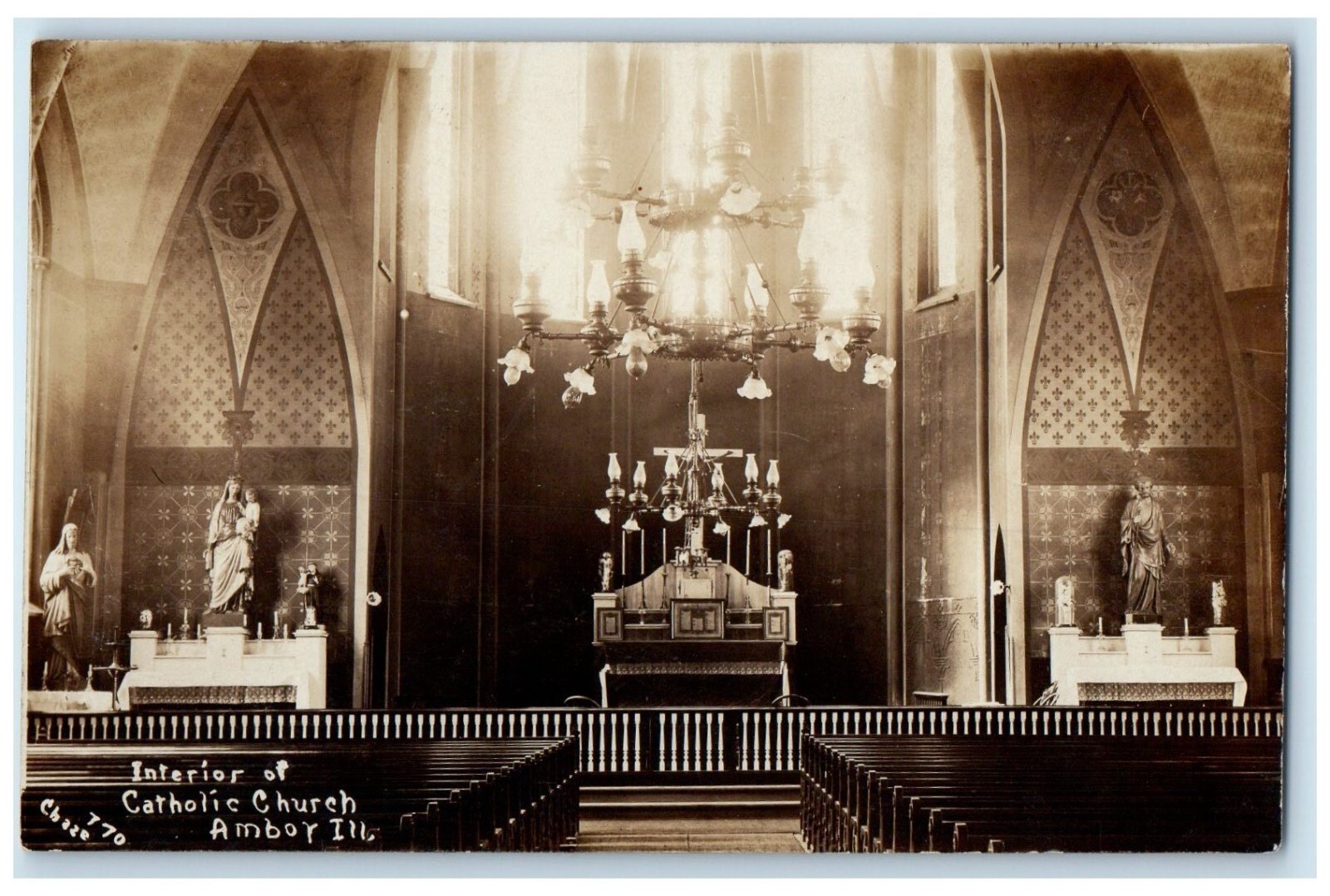 c1910s Interior Of Catholic Church Amboy Illinois IL RPPC Photo Antique ...