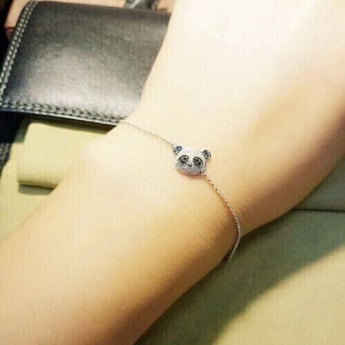 1.00 Ct Round Cut Simulated Diamond 14K White Gold Plated Panda Chain ...