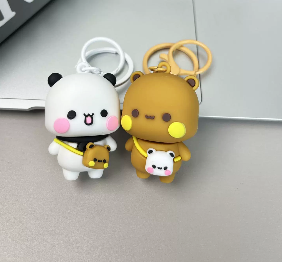Cute Panda Bubu&Dudu A pair keychains Backpack Pendant Key Rings Couple ...