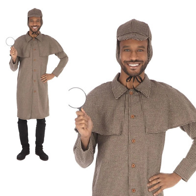 Adult Costume Sherlock Holmes Mens Fancy Dress Detective Outfit TV ...