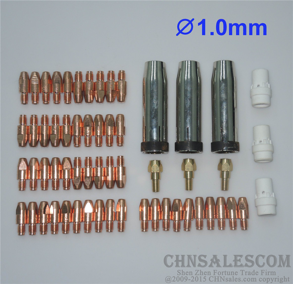 59 PCS MB 36KD MIG/MAG Welding Air cooled Gun Contact Tip 1.0x30 M8 Gas ...