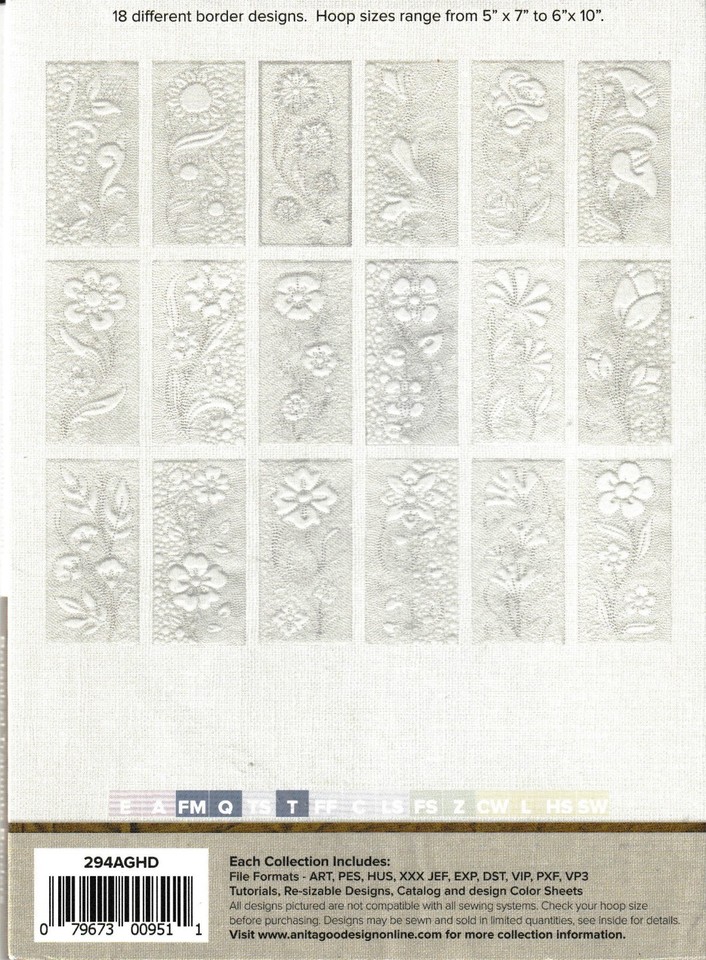 Botanical Trapunto Borders Anita Goodesign Embroidery Machine Design CD ...