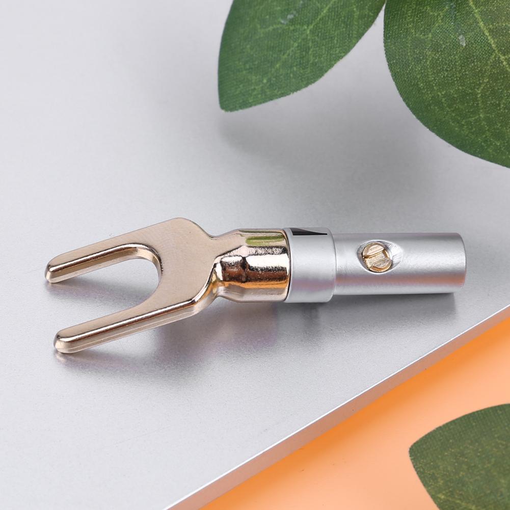 Gold plated Y/U Type Brass Speaker Plugs Audio Screw Fork Spade ...