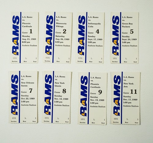 Los Angeles Rams set of 8 NFL ticket stubs 1989 | eBay