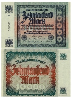 Reichsbanknote, 10 Tausend Mark, Zehntausend Mark, 1923, Reproduktion ...