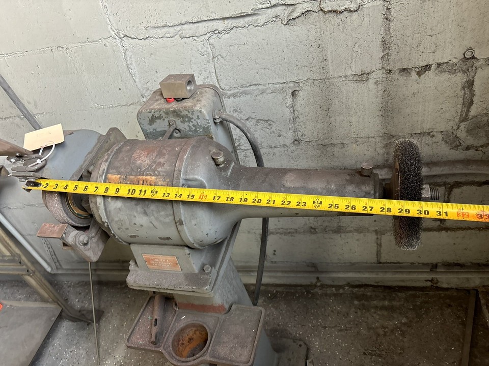 LONG SHAFT GRINDER OR BUFFER ON CAST IRON BASE 3PHASE POWER | eBay