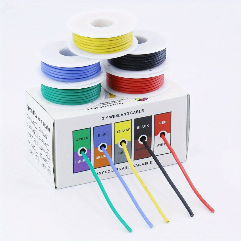 26/30 AWG Flexible Silicone Wire Electric Wire Gauge Tinned Copper Hook ...