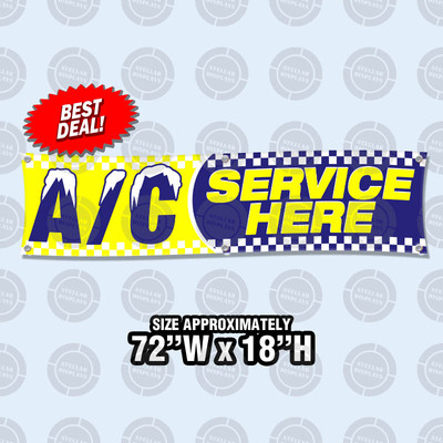 72"x18" AC SERVICE HERE Banner Sign Air Conditioning Automotive Repair ...