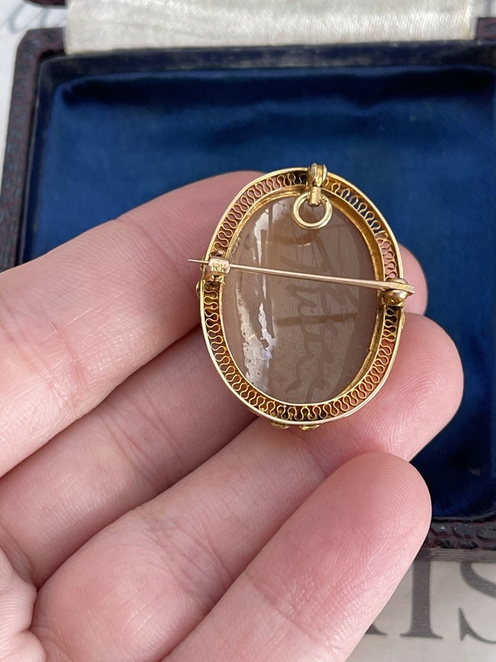 Antique Cameo brooch 19th century 10K Gold Deep Carved & Women brooch ...