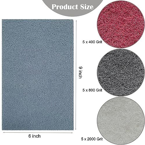 15 Pack 6" x 9" Hand Pads Set- Coarse Medium Fine Purpose Scuff Pads ...