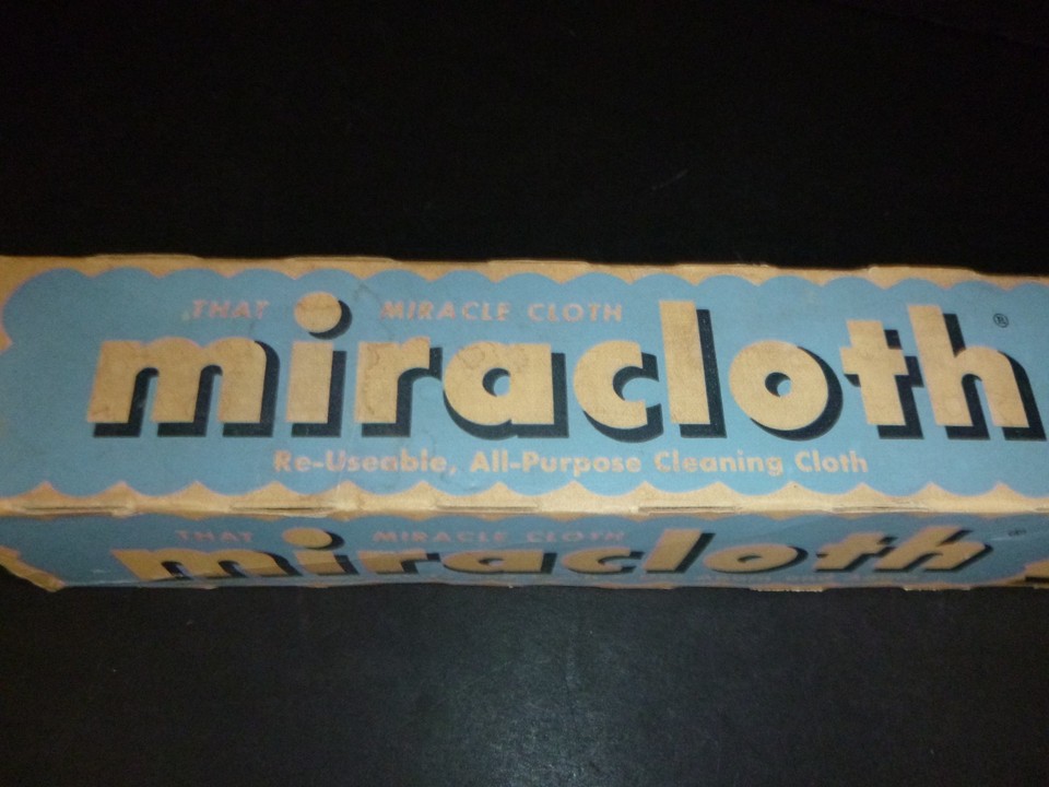 Vtg 50s Miracloth in Cardboard Dispenser Partial Roll Reusable Cleaning ...