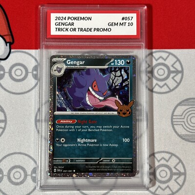 Graded 10 Gengar 2024 Trick Or Trade Reverse Holo Promo Pokemon Card ...
