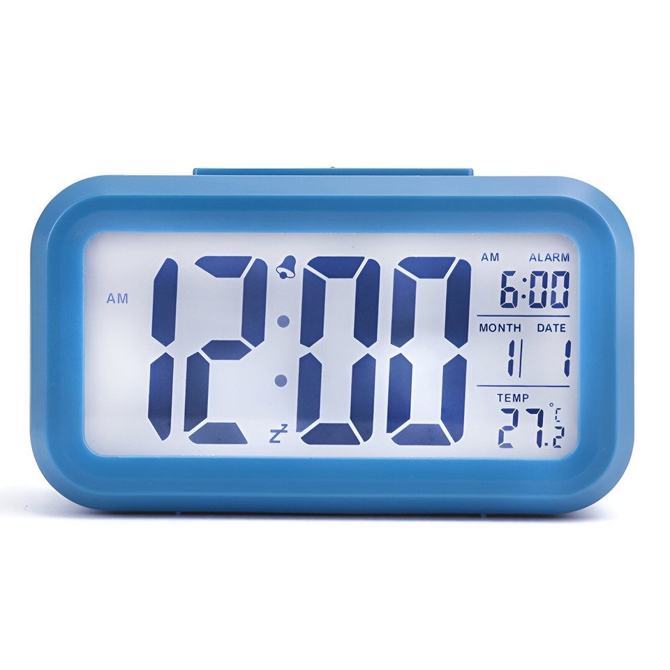 Digital Alarm Clock with Temperature Sensor Large Display Battery ...