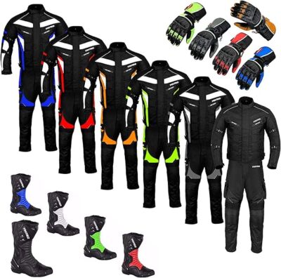 Men Motorcycle Racing Set Waterproof Suits Motorbike Leather Boots ...