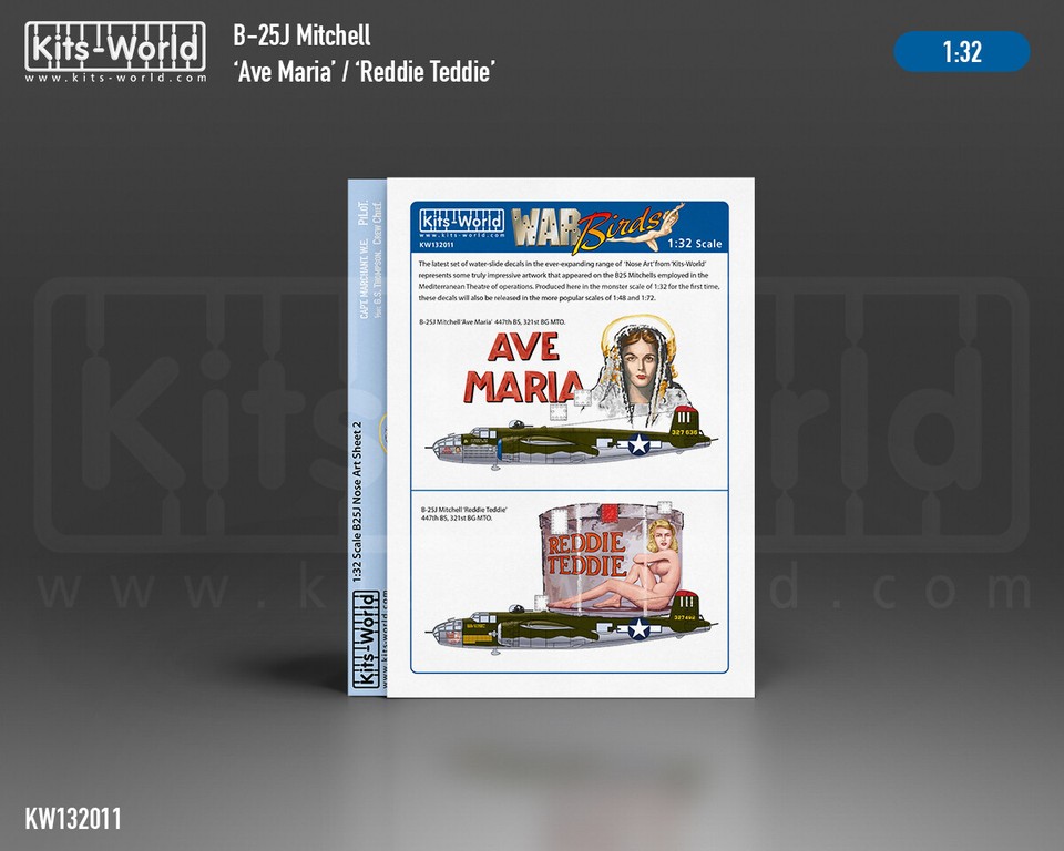 Kits World KW132011 1/32 Decal for B-25J Mitchell Ava Maria Reddie ...