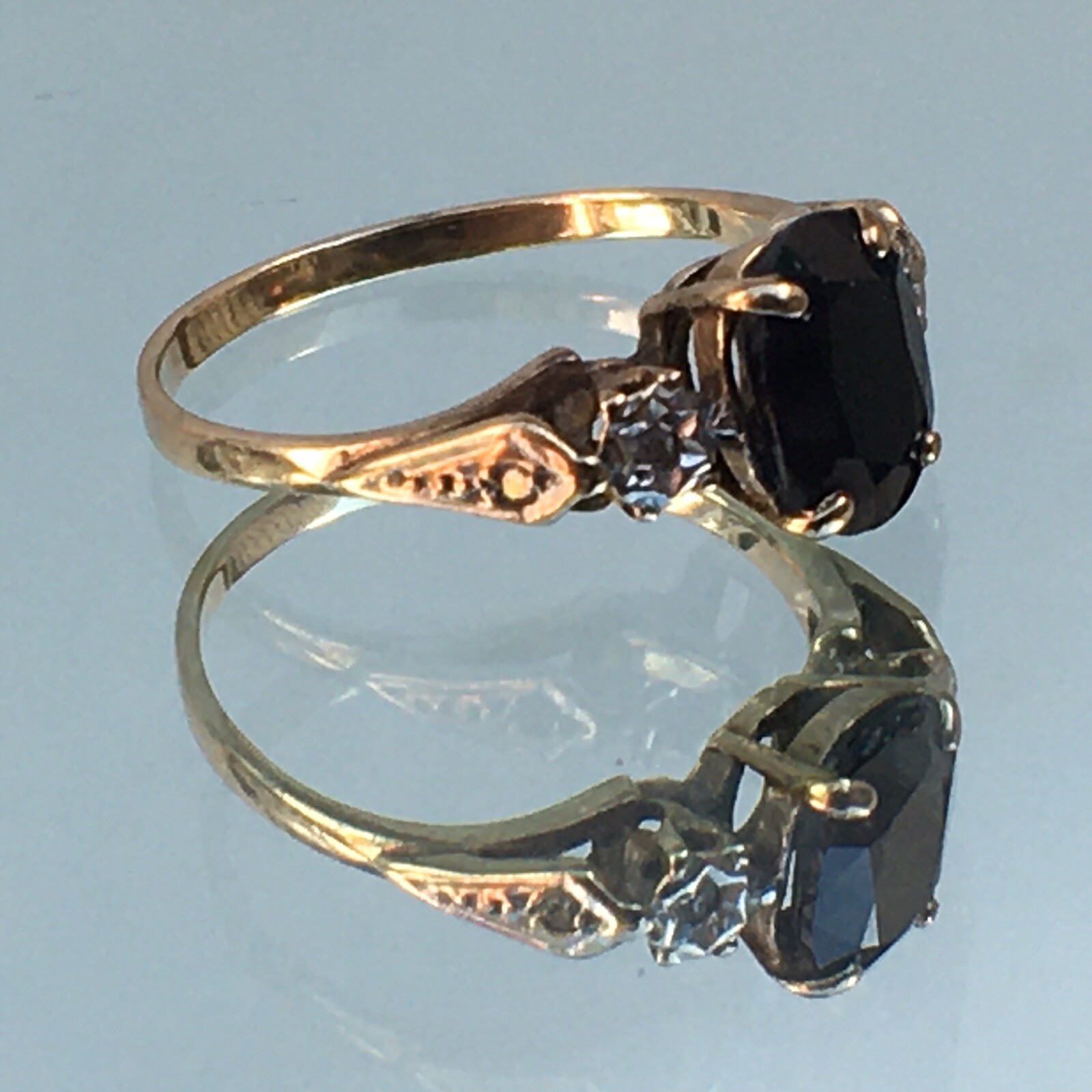 Birmingham Hallmarks 9 Ct GOLD Sapphire & DIAMOND RIN… - Gem