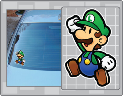 PAPER LUIGI Vinyl Decal #1 Car Truck Window Paper Mario Super Mario ...