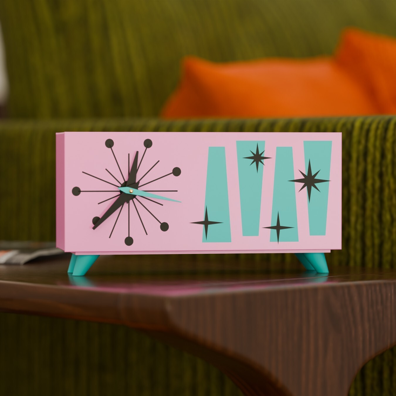 Cosmic Starburst Desk Clock – Retro Mid-Century Modern Atomic Space-Age ...