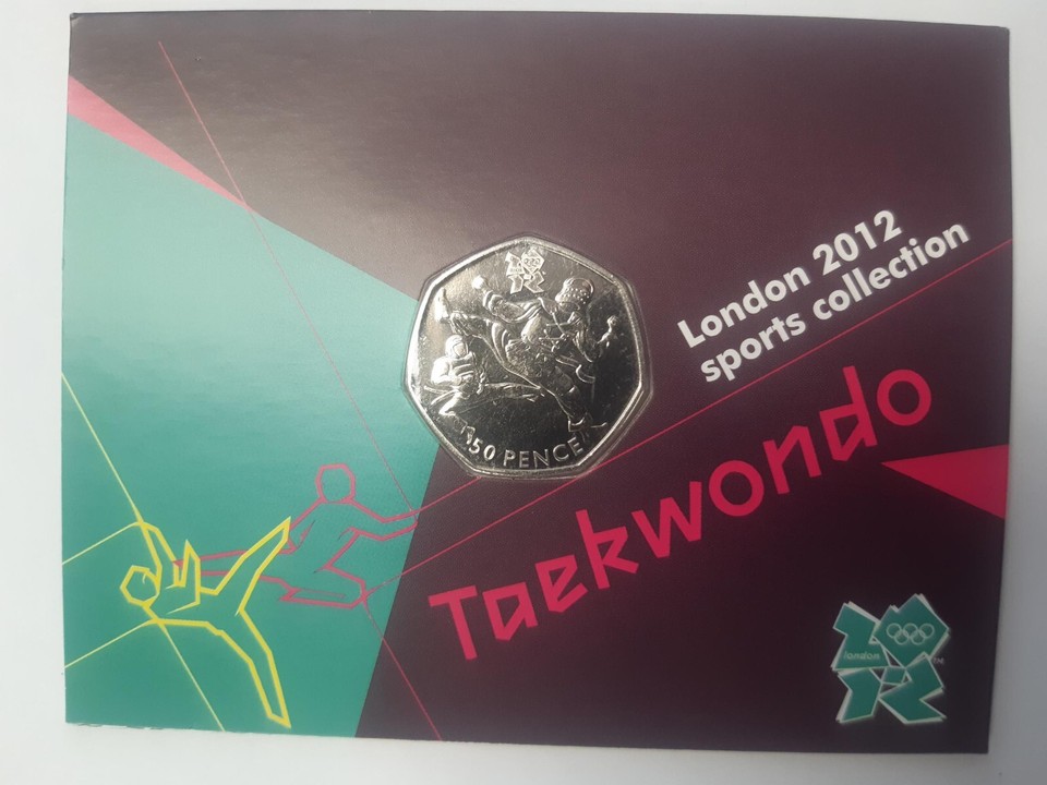 2011, 2012 London Olympics 50p Coins. BUNC Carded. Football, Offside ...